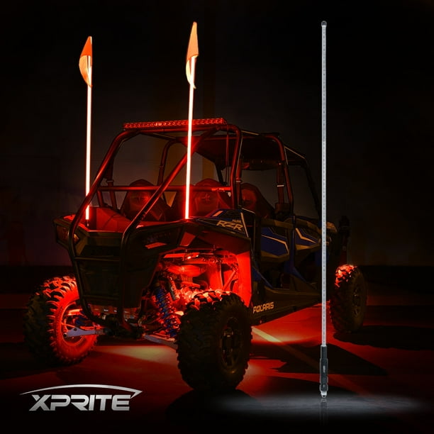 Xprite Red 5ft LED Flag Pole Safety Antenna Whip Lights for Sand Dune ...