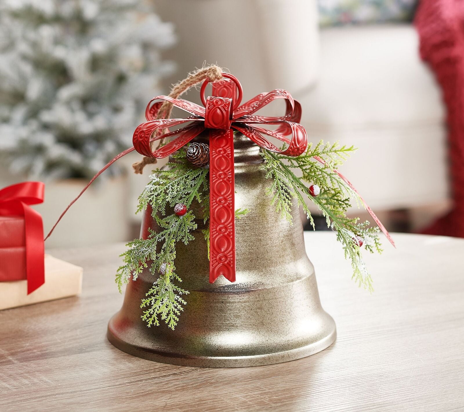 Barbara King Galvanized Hanging Holiday Bell in Red - Walmart.com