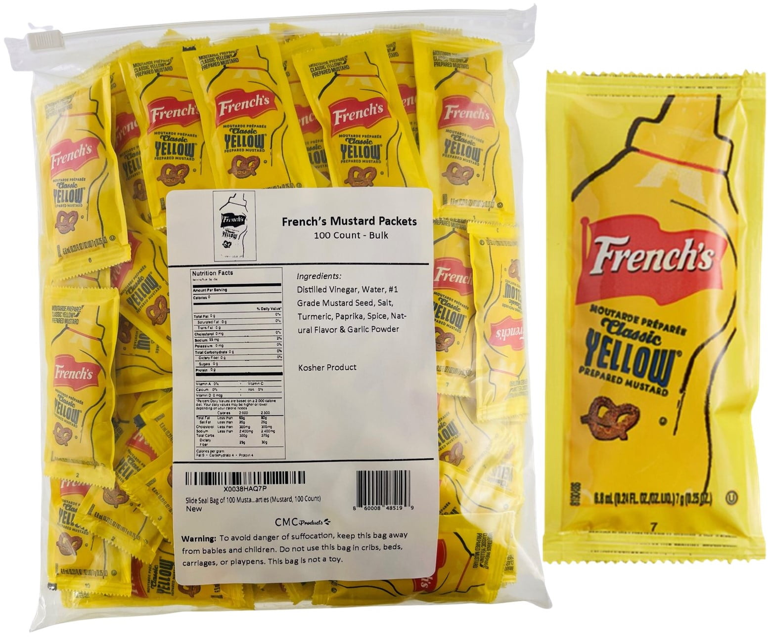 100 Count - French’s Mustard Packets - Single Serve Mustard Condiment ...