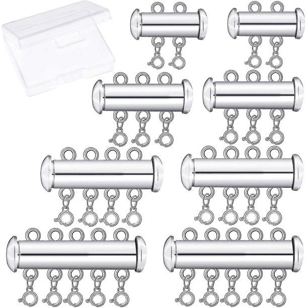 8 Pieces 4 Sizes Slide Clasp Lock Necklace Connector Multi Strands ...