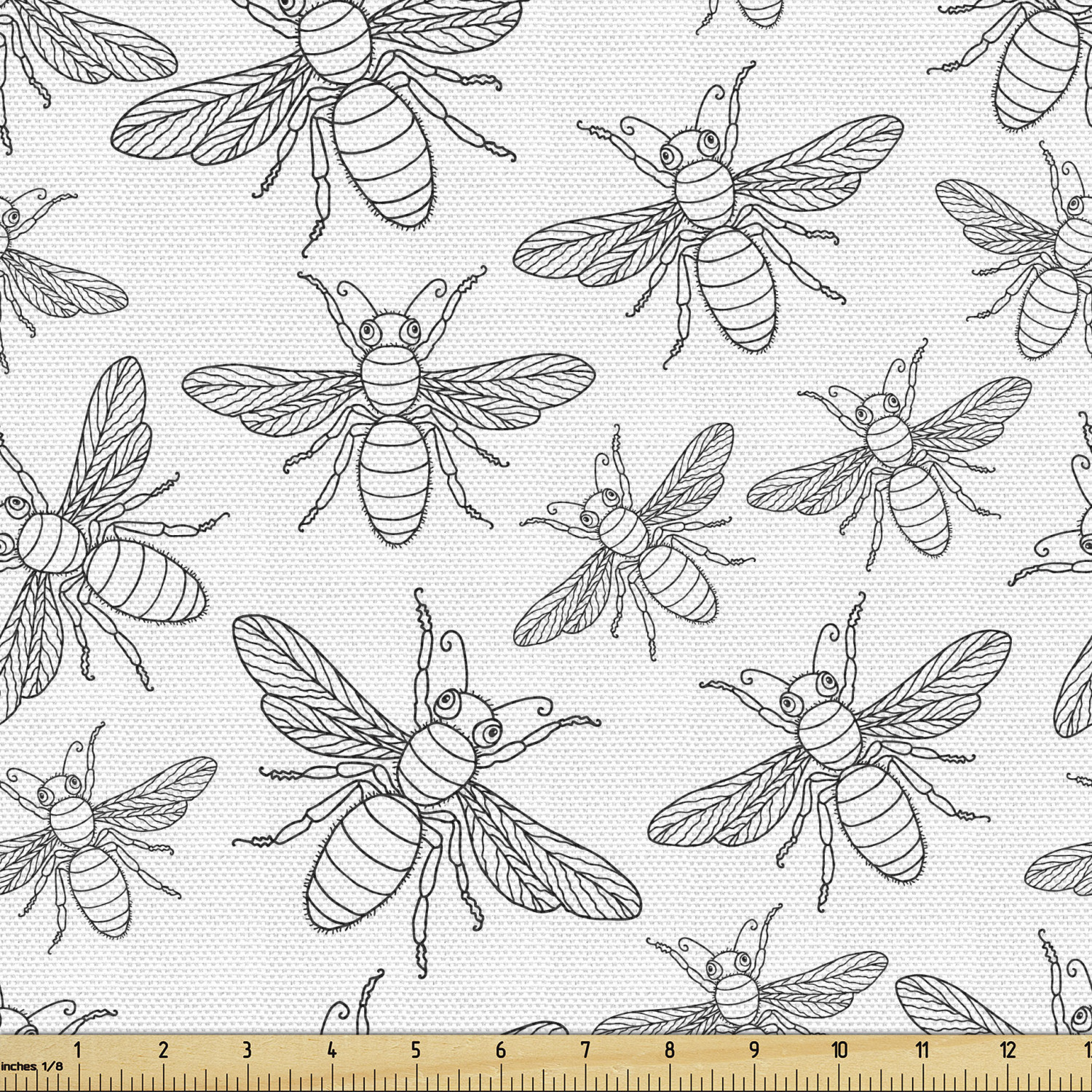 Insects Sofa Upholstery Fabric by the Yard, Outline Design Pattern with ...