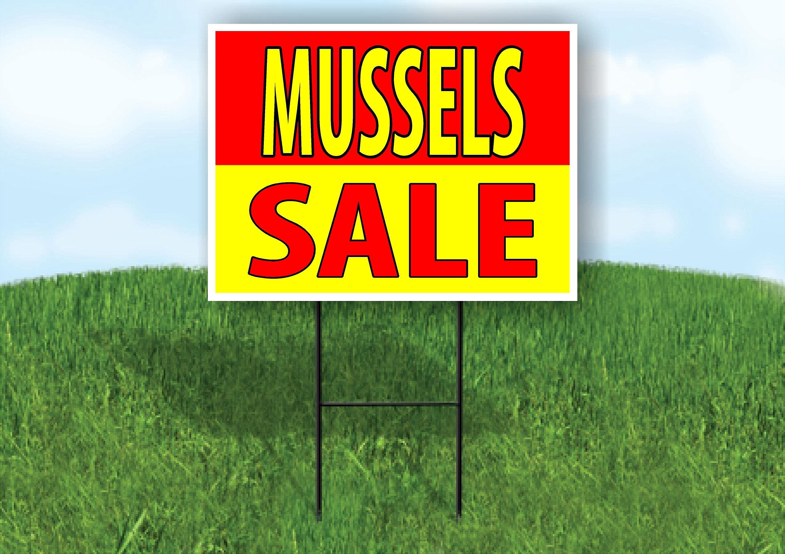 Work House Signs Single Sided Sign Mussels Seafood Sale RED Yellow Yard ...