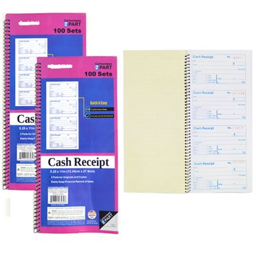 Adams Money Receipt Book With Stub 5 15/16in. x 2 3/4in. - Walmart.com