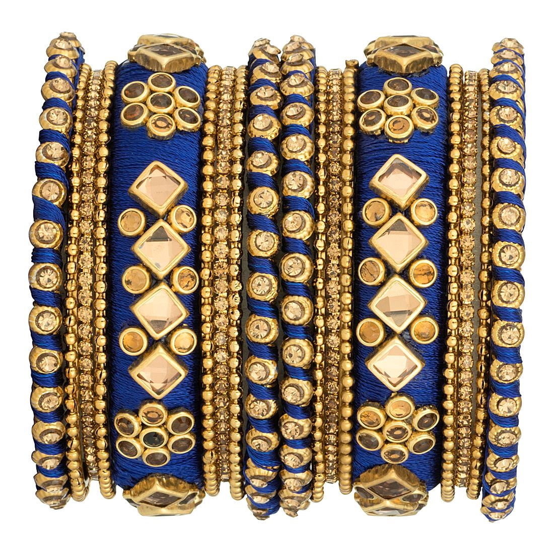 Aheli Ethnic Handmade Silk Thread Faux Stone Studded Bangle Set Chuda ...