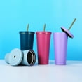 Linjieee Double Layer Stainless Steel Portable Edged Insulation Cup Creative Straw Cup Durable