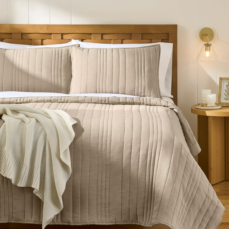 Better Homes Gardens Linen Blend Quilt Tan King Walmart
