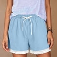 Bmisegm Womens Casual Shorts Elastic Waist Loose Fit Pure Color Summer ...
