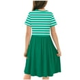 AHTJRT Girls Short Sleeve Dresses Casual Crewneck Striped Color Tshirt ...
