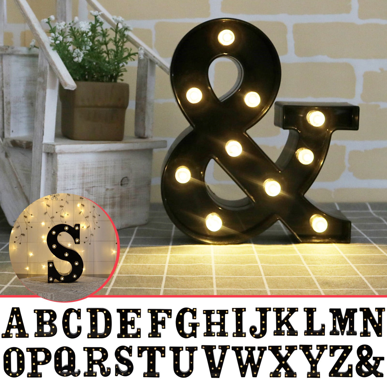 VBVC Decorative Letters Alphabet Letter LED Lights Luminous Number Lamp ...
