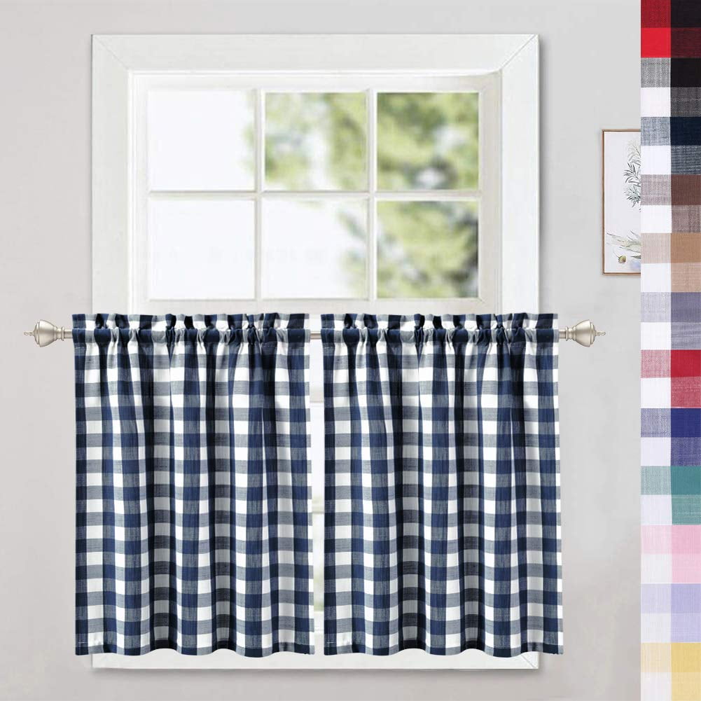 Kitsin Buffalo Check Curtains, Farmhouse Buffalo Plaid Gingham Tier ...