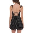 Black Polka Dot Mini Dress With Ruffled Straps Sweetheart Neckline ...