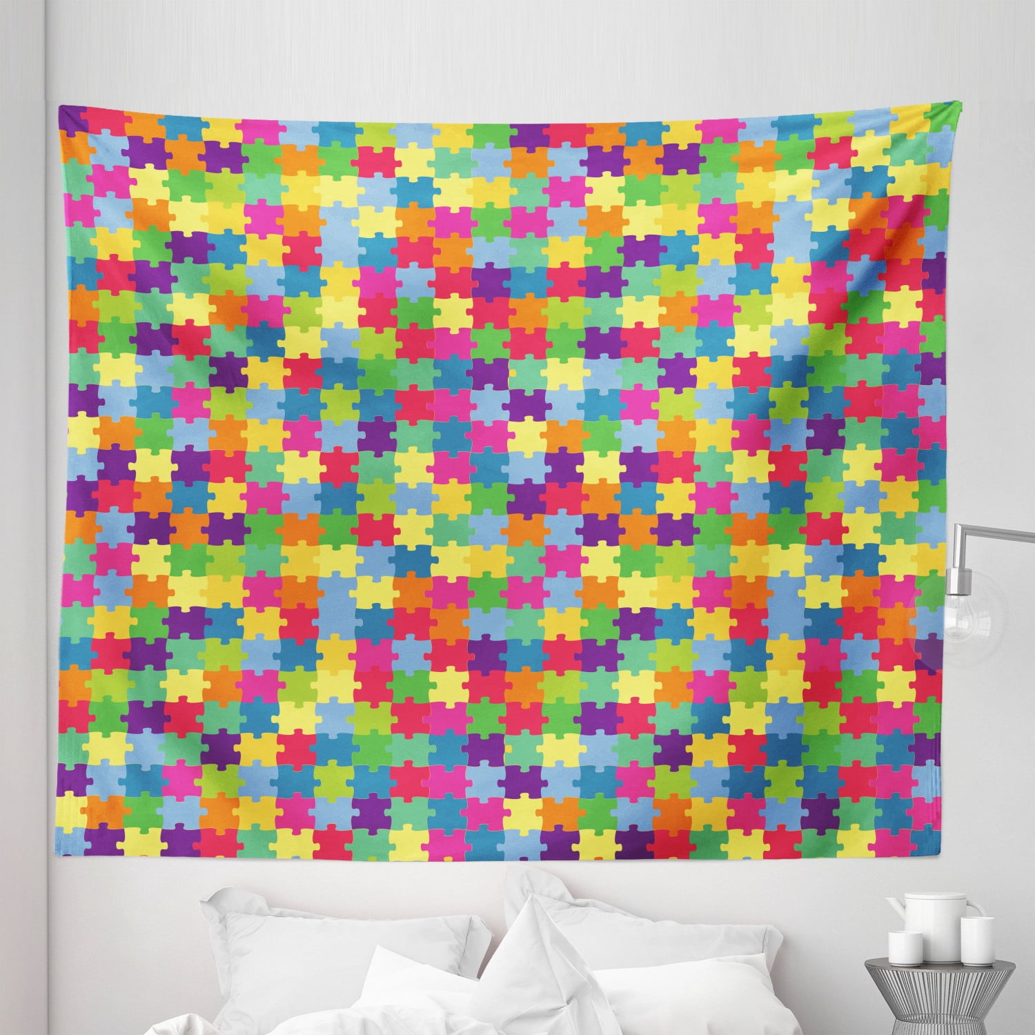 Colorful Tapestry, Geometric Design Patchwork of Puzzle Pieces Pattern ...