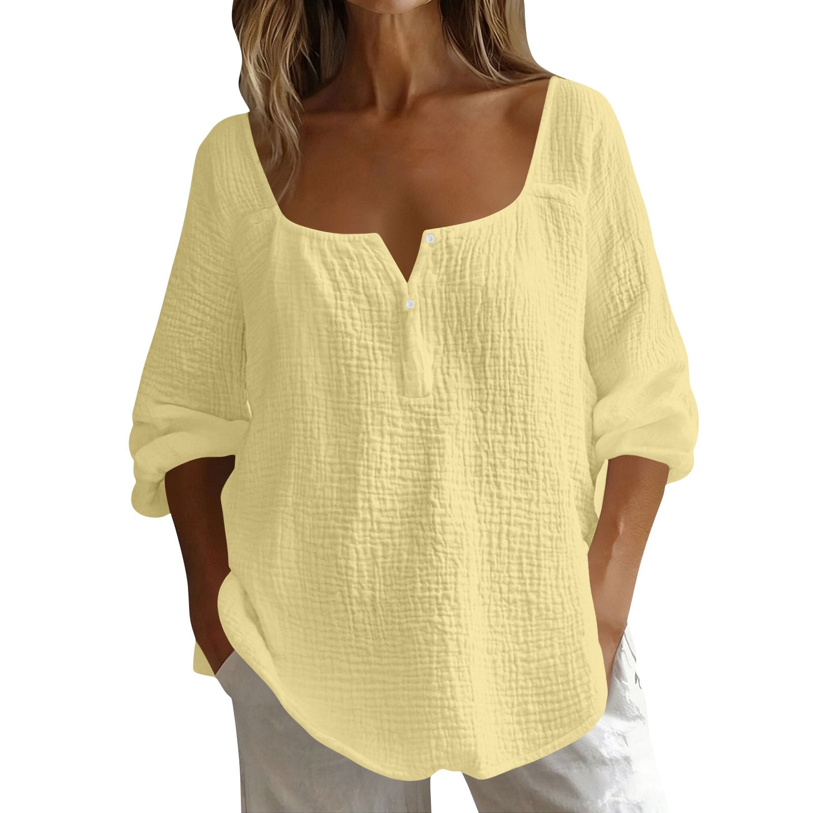 Click here for Craaazy Womens Cotton Long Sleeve Square Neck Butt... prices