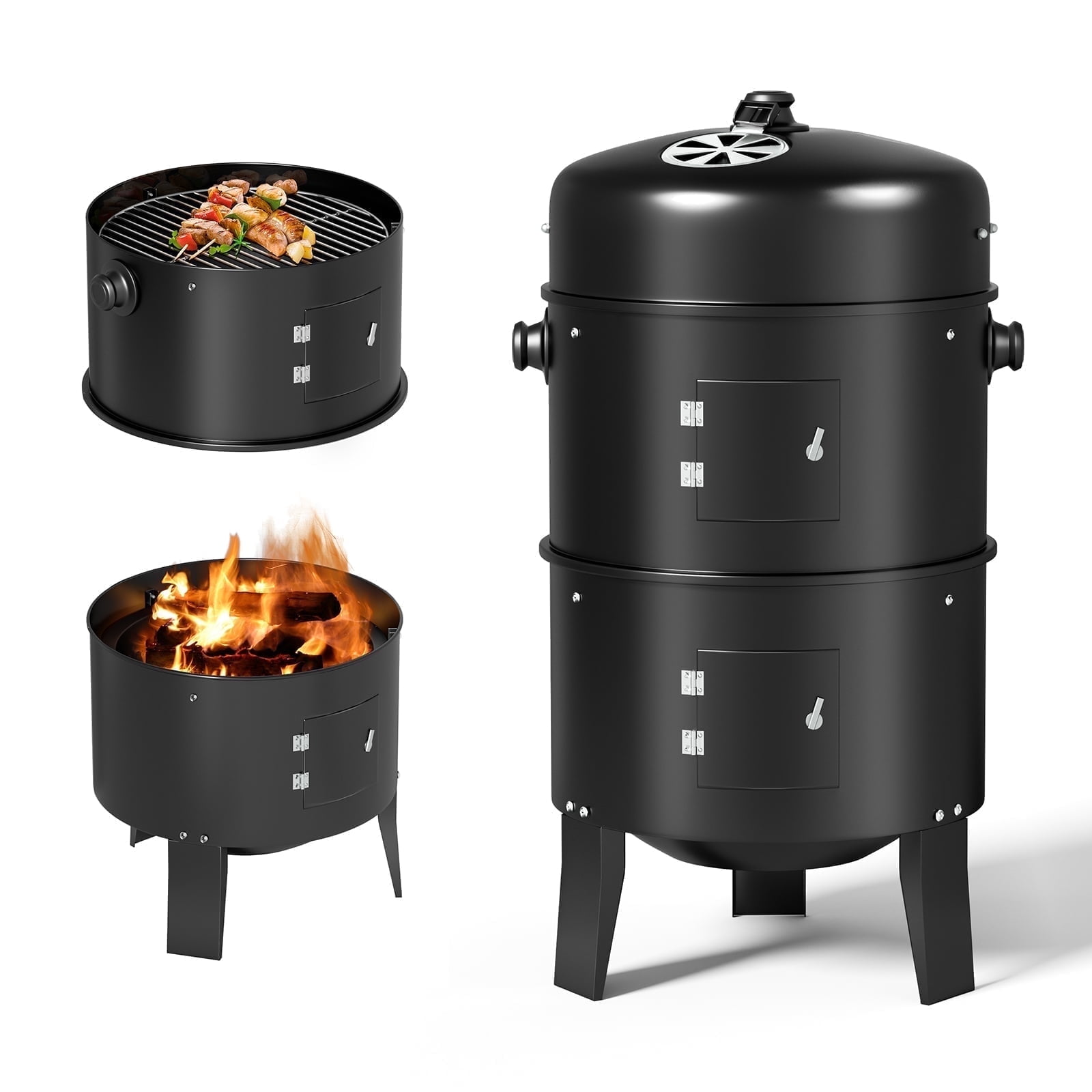 Click here for Kingchii 3 In 1 Vertical Charcoal Smoker Grill Bbq... prices