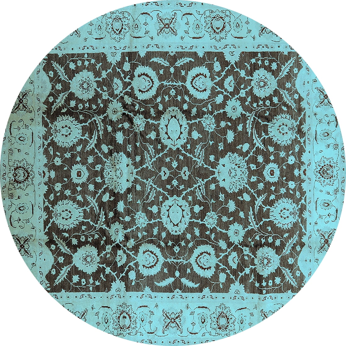 Ahgly Company Indoor Round Oriental Light Blue Traditional Area Rugs, 8 ...