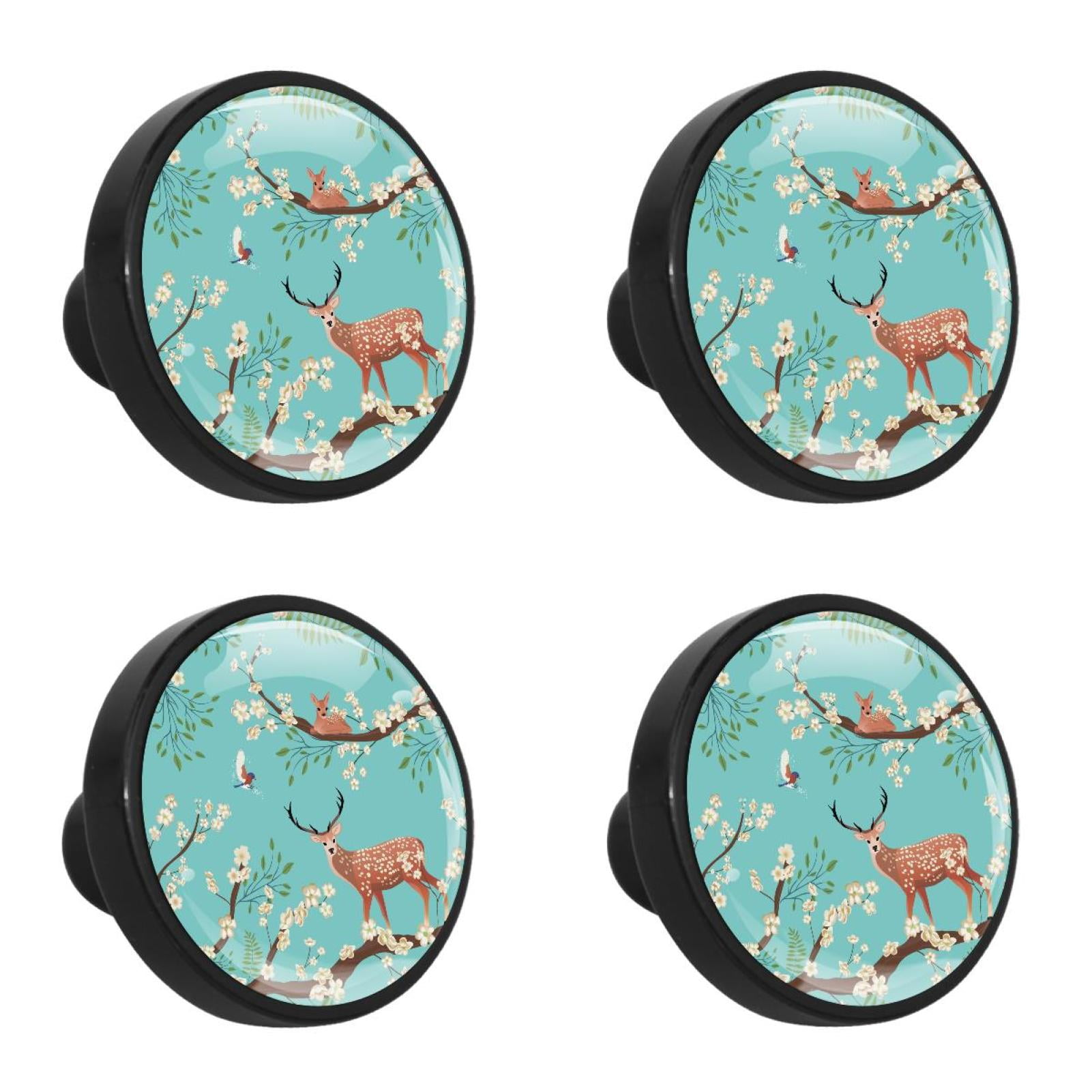 4 Pcs Flower Deer Knobs for Kitchen Cabinet Cupboard Dresser Bookcase ...
