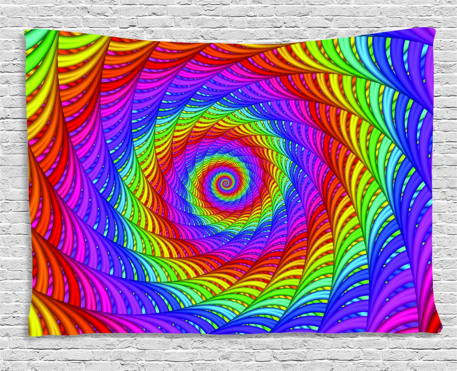 Rainbow Tapestry, Psychedelic Spiral Pattern Vibrant Geometric ...