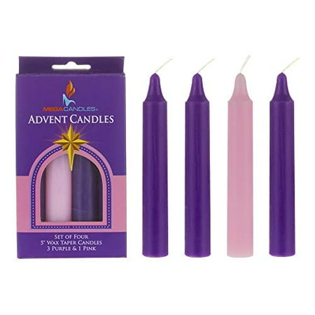 Mega Candles 4 pcs Unscented 5 Inch Advent Taper Candle, Holidays ...