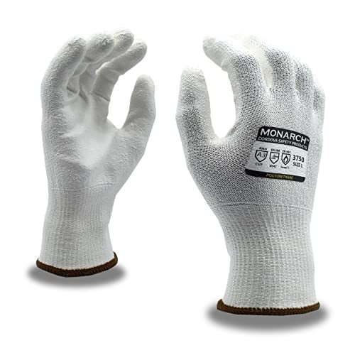 10-Pack of Cordova 3750M Monarch-Pu: 13-Gauge Work Gloves, White High ...