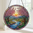 Blooming Cherry Blossom River View Stained Glass Style Window Hanging ...