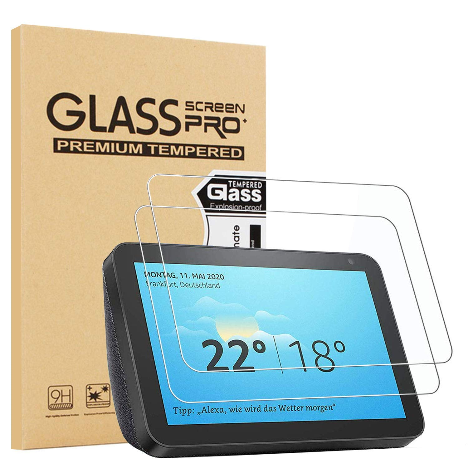 EpicGadget [2 Pack] Glass Screen Protector for Echo Show 8 (2019 ...