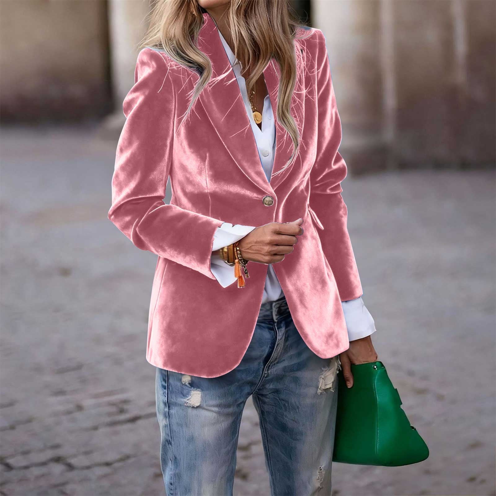 Click here for Dndif Womens Velvet Blazer Single Button Suit Jack... prices