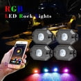 4 Pods RGB LED Rock Lights Chasing Multi Color Bluetooth APP Music UTV ...