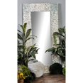 DecMode 36" x 70" Cream Handmade Wall Mirror with Blue Corners ...