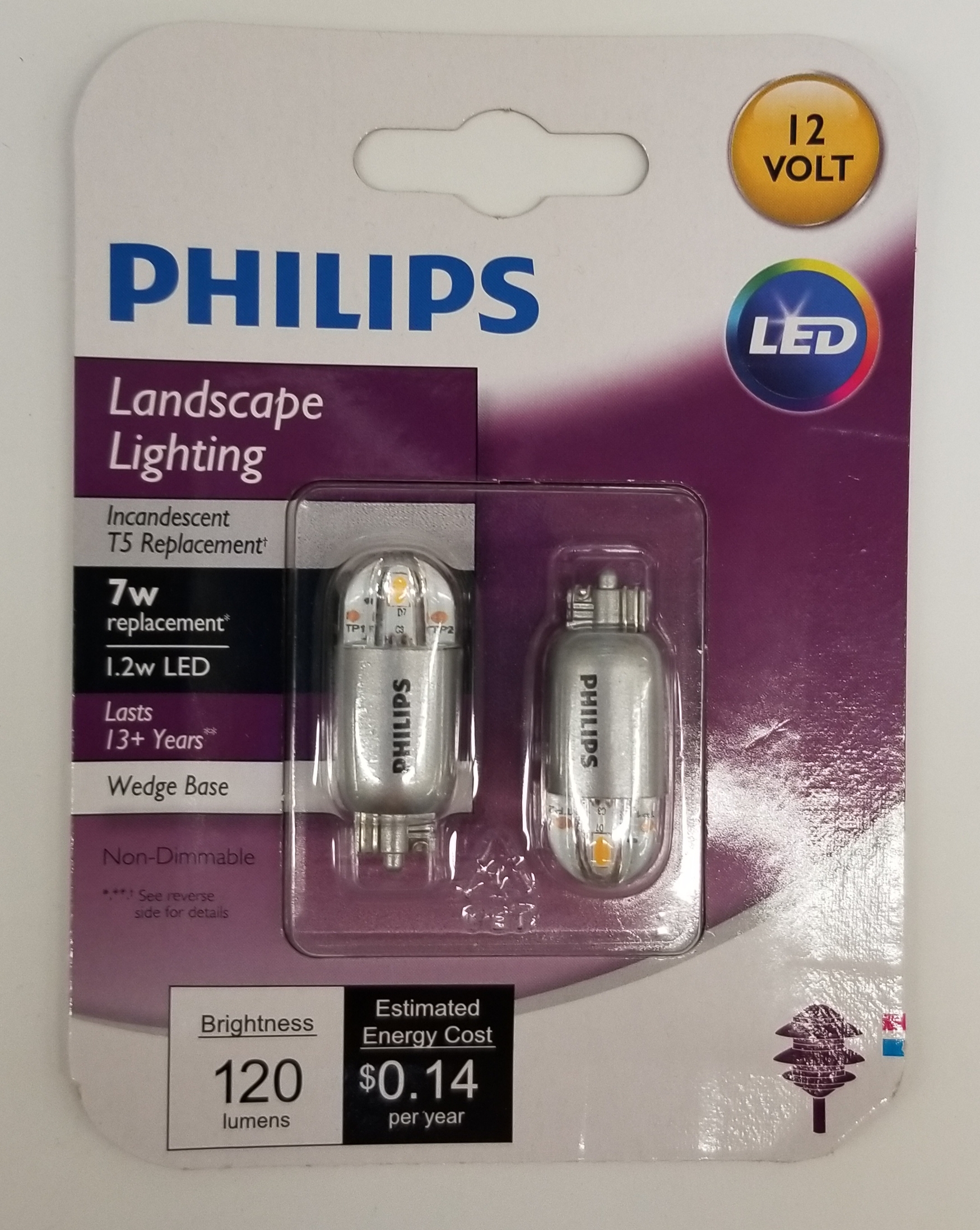 Phillips LED 7 Watt 12 Volt T5 Landscape Tubular Light Bulb Clear