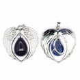 HOOUN Angel Wing Pendant Natural Crystal Heart Chakra Stone Quartz Oval ...