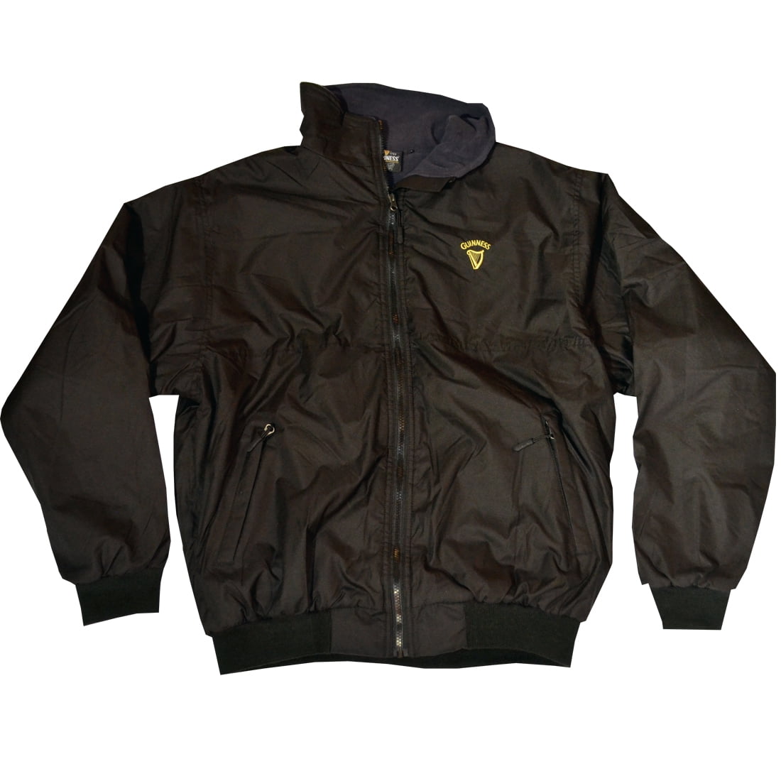 Guinness Men's Black Prem Snug Zipper Jacket With Gold Guinness Harp ...