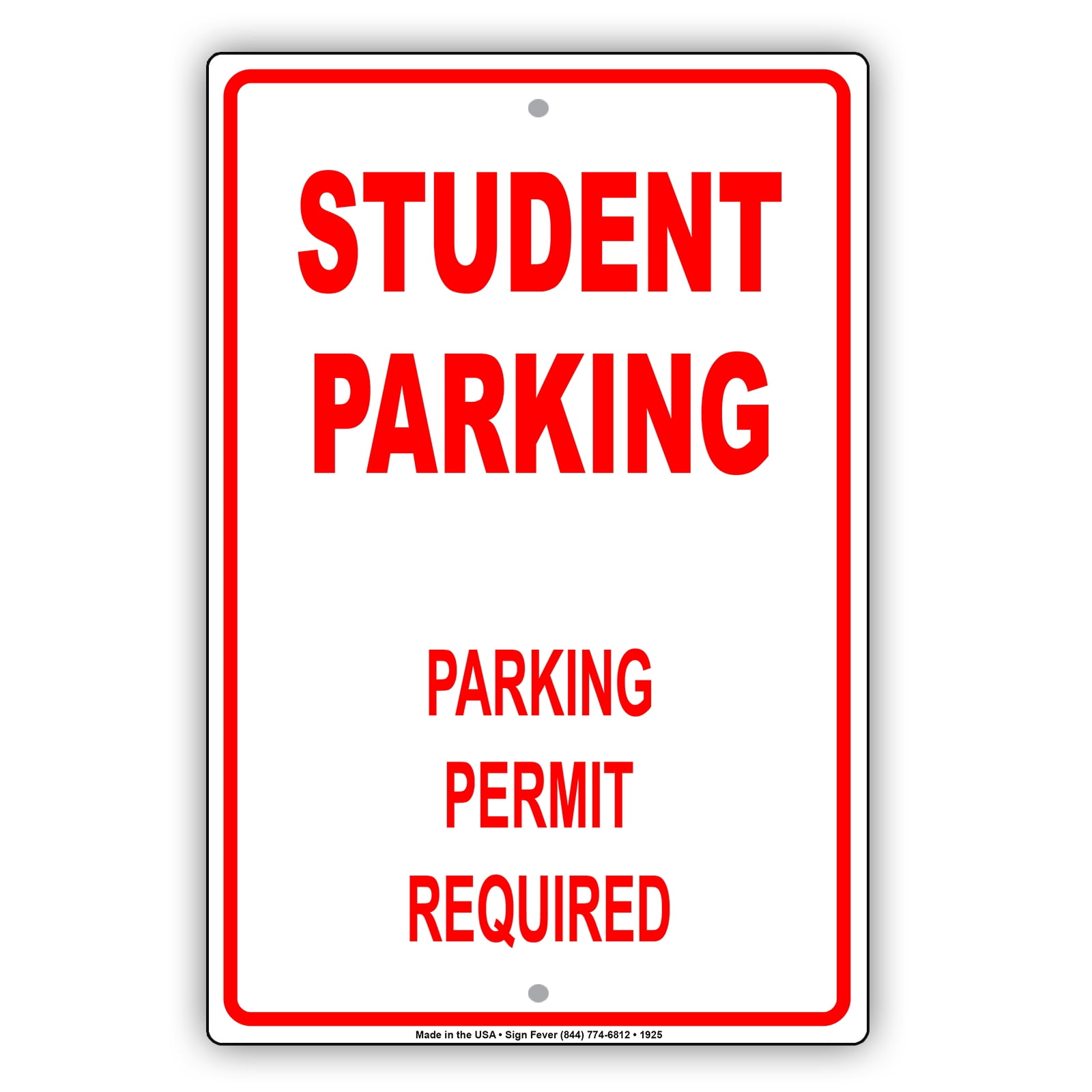 Student Parking Permit Required Restriction Alert Caution Warning ...