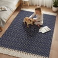 Bedroom Rug Carpet 3'x 5', Blue Yellow Geometric Washable Floor Carpet ...