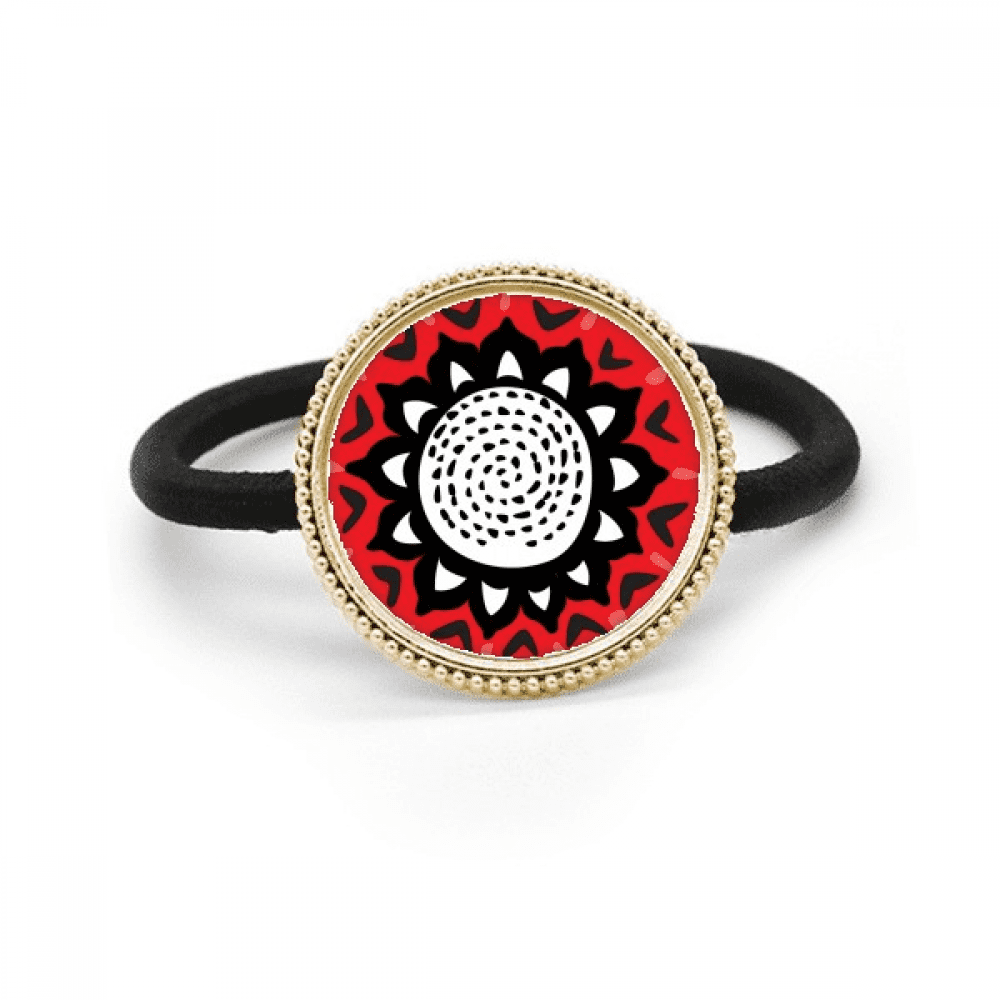 Sunflower Outline Mexico Totems Celebrate Silver Metal Hair Tie And
