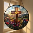 Christian Flower Cross Stained Glass Style Suncatcher Window Hanging ...