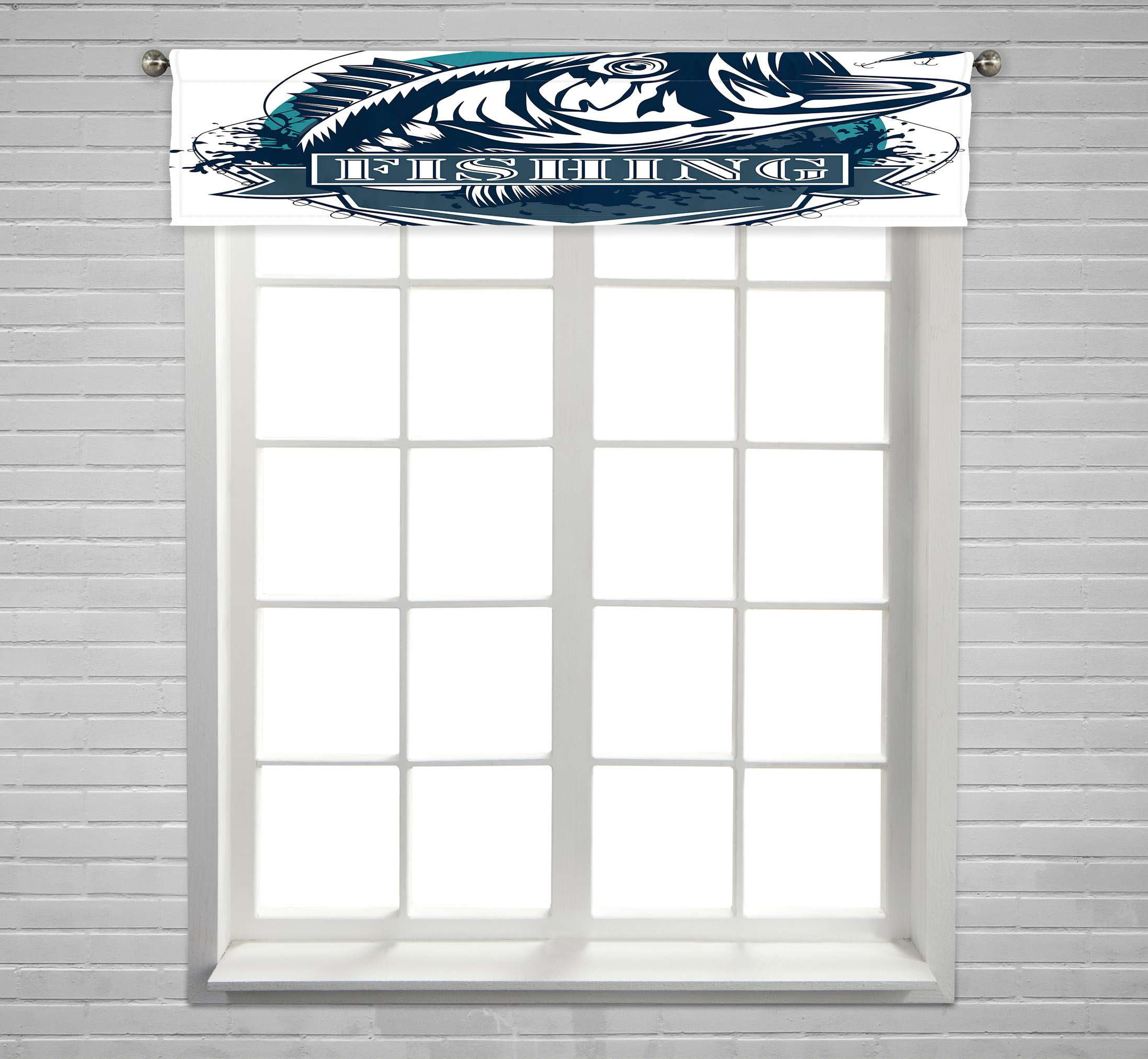 ECZJNT Perch fish and fishing rod Window Curtain Valance Rod Pocket ...