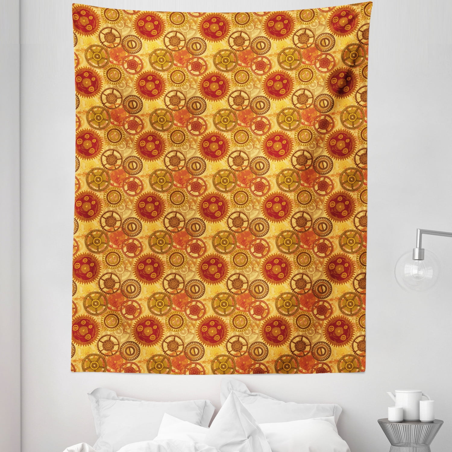 Steampunk Tapestry, Vintage Pattern with Various Gears of Clockwork on ...