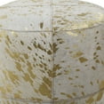 DecMode 16" x 17" Gold Leather Handmade Stool with Gold Foil Paint, 1 ...