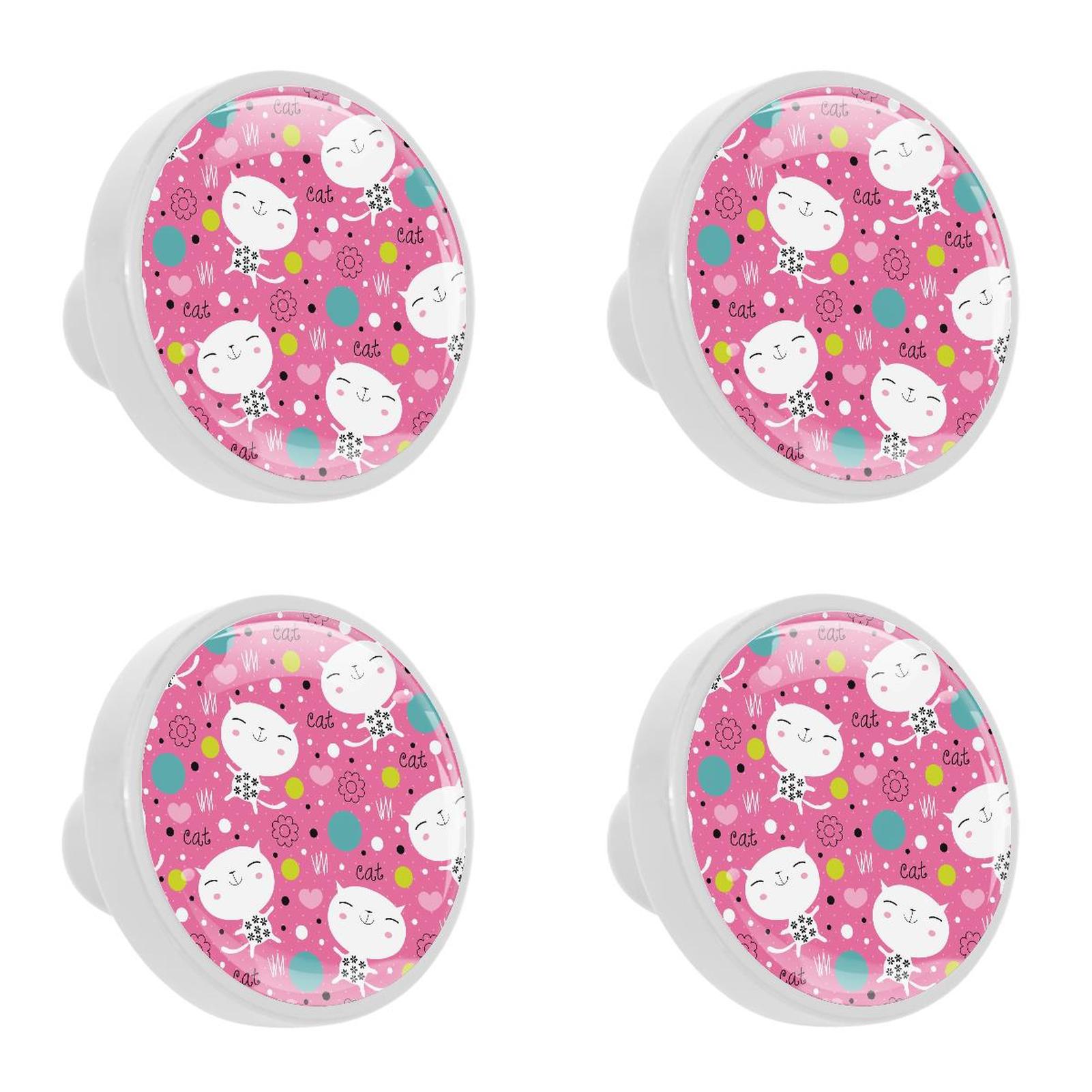 4 Pcs Cute Floral Cat Knobs for Kitchen Cabinet Cupboard Dresser Bookcase Drawer Pulls Handles ...
