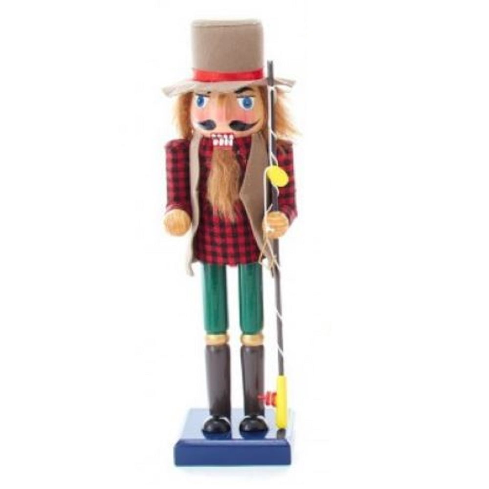 Fisherman with Fishing Pole Wooden Christmas Nutcracker 10 Inch ...