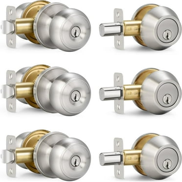 Gobrico Satin Nickel Interior Door Knobs Privacy Door Locksets for Bed ...