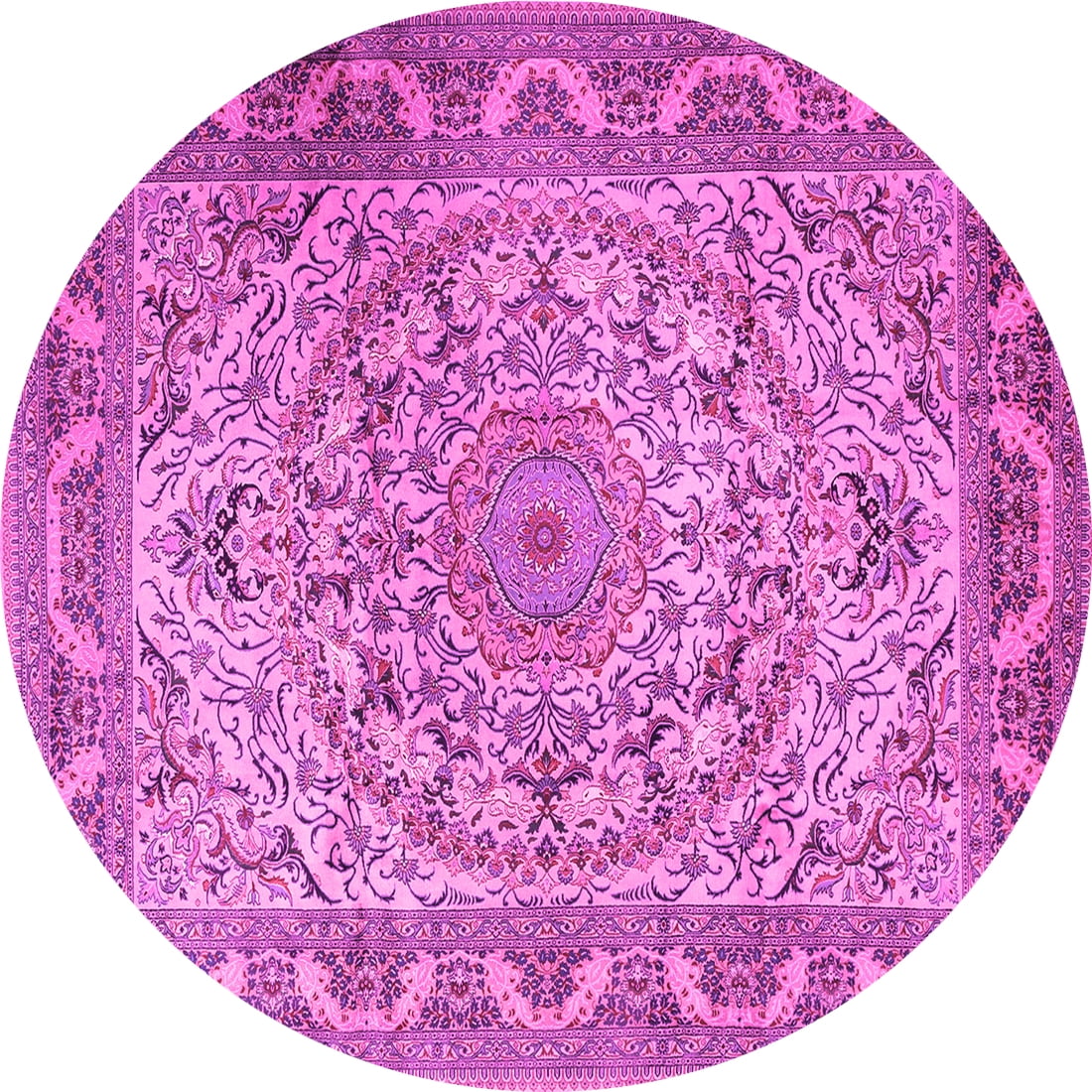Ahgly Company Indoor Round Medallion Pink Traditional Area Rugs, 5 ...