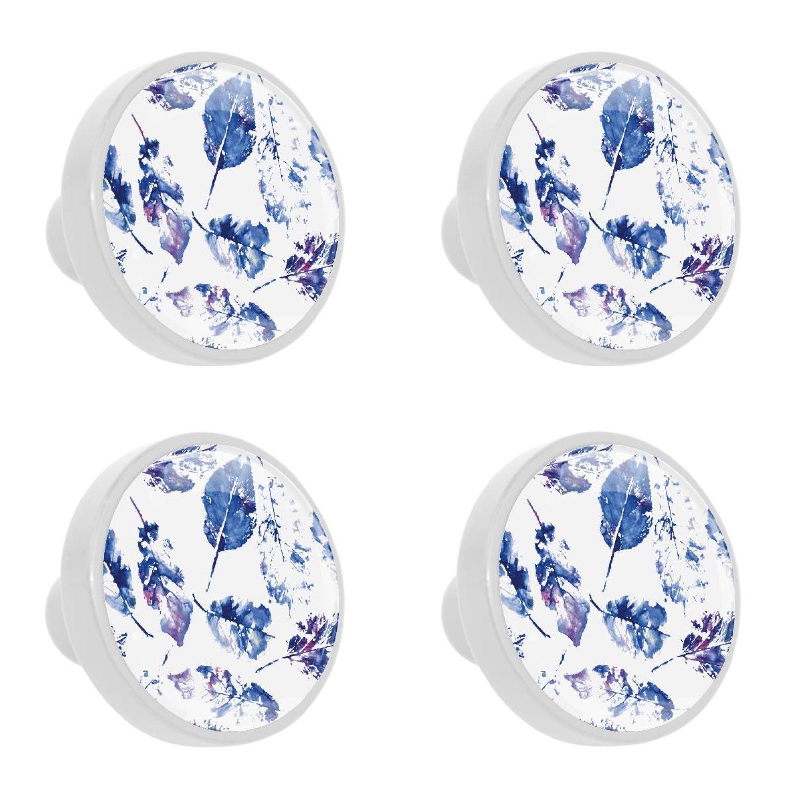 4 Pcs Watercolor Leaves Knobs for Kitchen Cabinet Cupboard Dresser Bookcase Drawer Pulls Handles ...