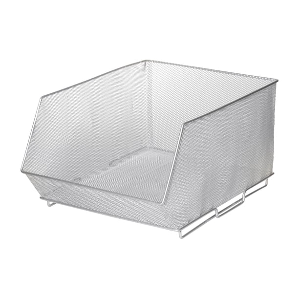 YBM Home Wire Mesh Stacking Storage Bin Container 15 in. L x 11 in. W x ...