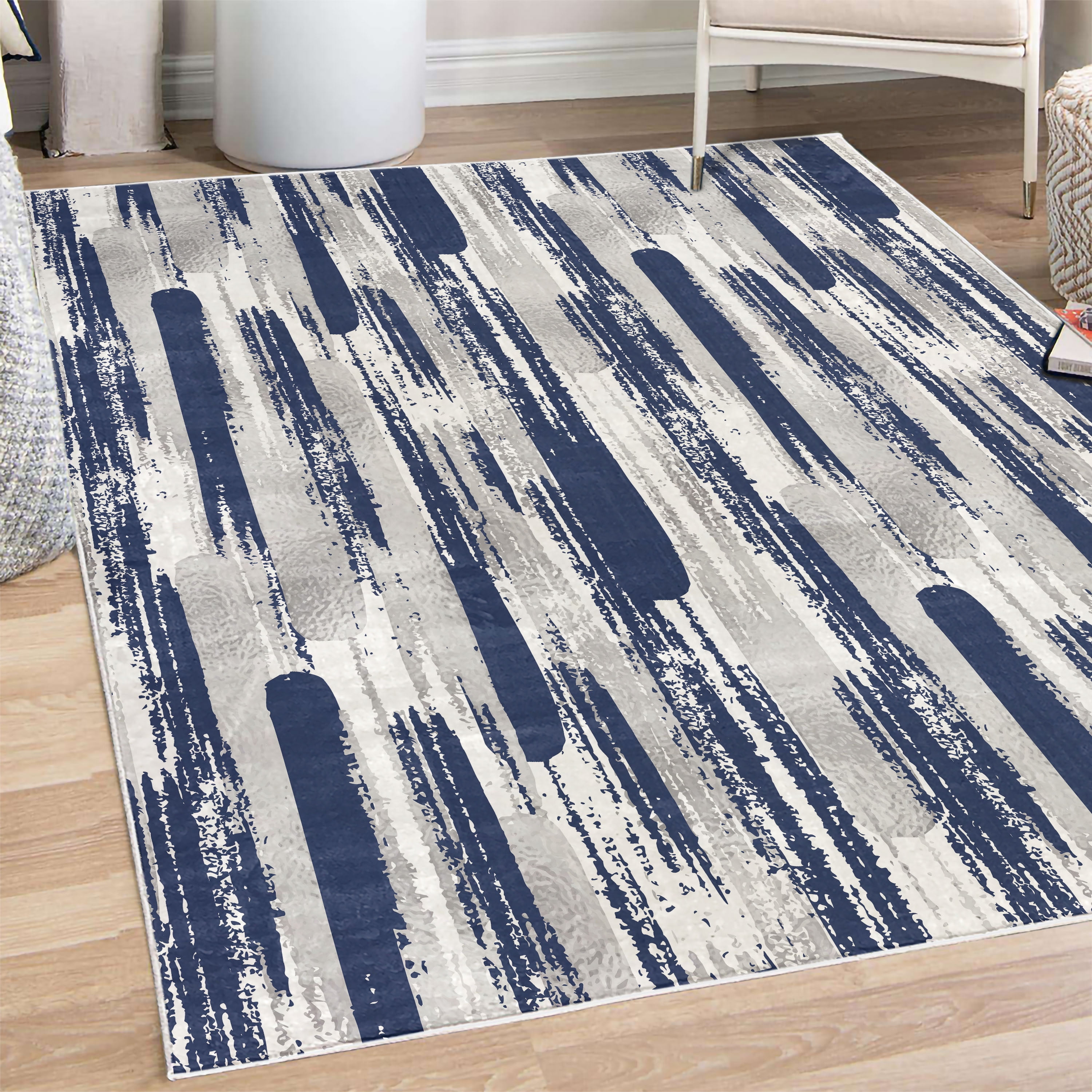 Modern Art Decorative Rug, Watercolored Grunge Brushstroke ...