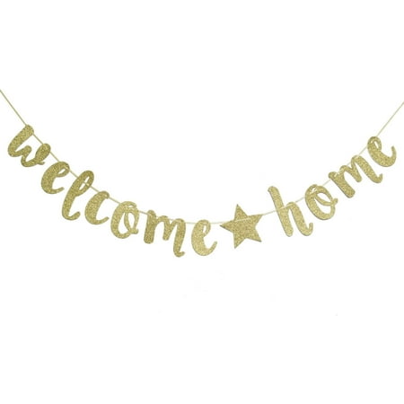 Welcome Home Gold Glitter Banner for Housewarming Patriotic Military ...