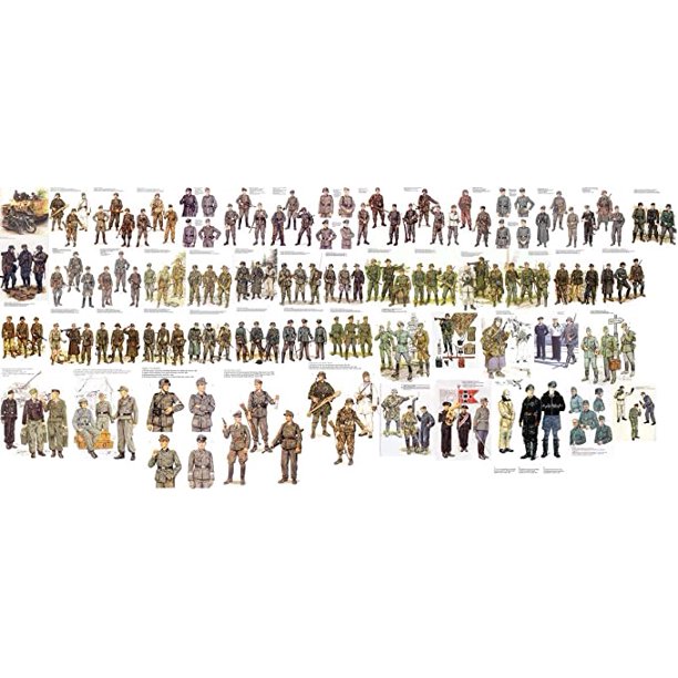 Iconic Arts Laminated 53x24 Poster: WWII Uniforms 13 by FVSJ WW2 ...
