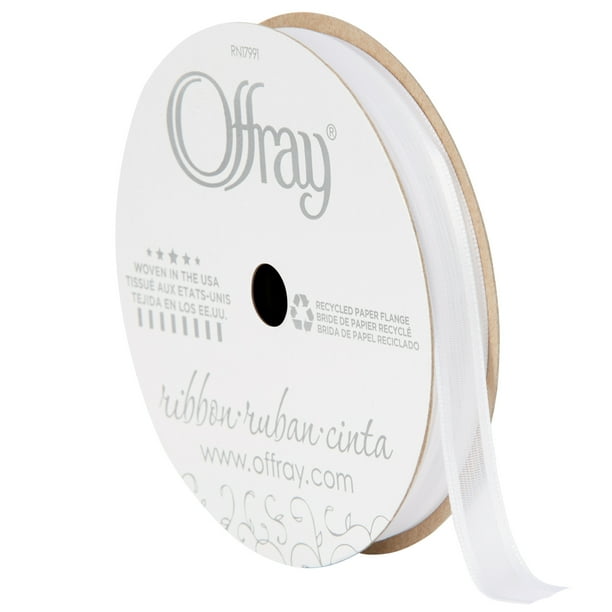 Offray Ribbon, White 5/16 inch Sheer Ribbon for Wedding, Crafts and ...