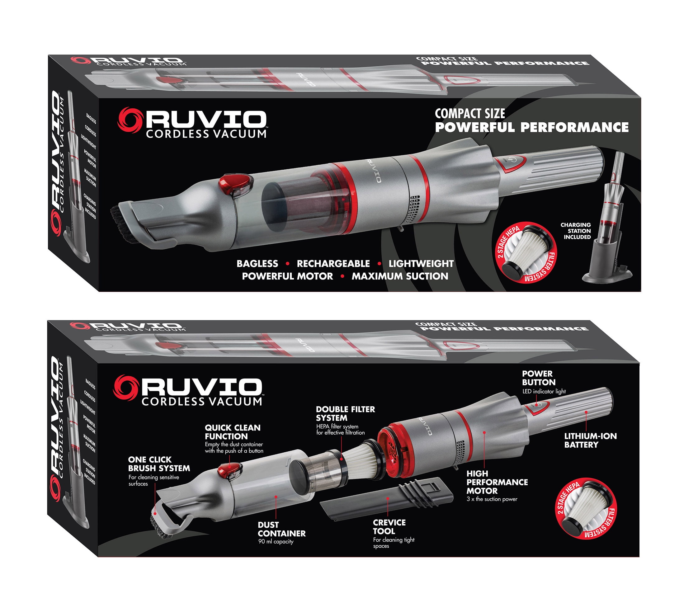 Ruvio Cordless Vacuum Handheld Portable Vacuum Red - Walmart.com
