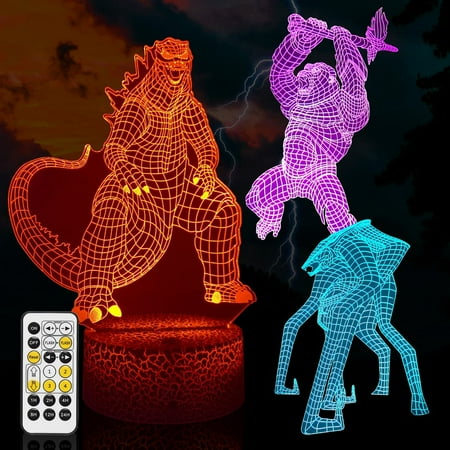 Godzilla vs Kong Night Light - Monsters 3D Illusion Projector Lamp 3 ...
